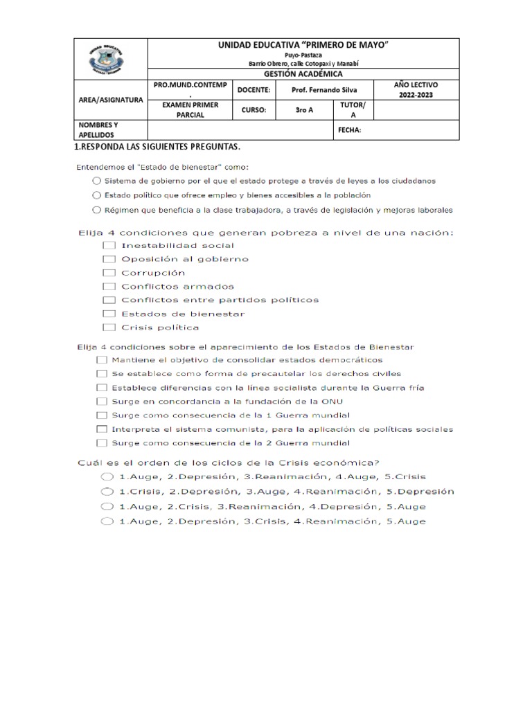 Exam. 3ro Vgu Primer - Parcial. | PDF