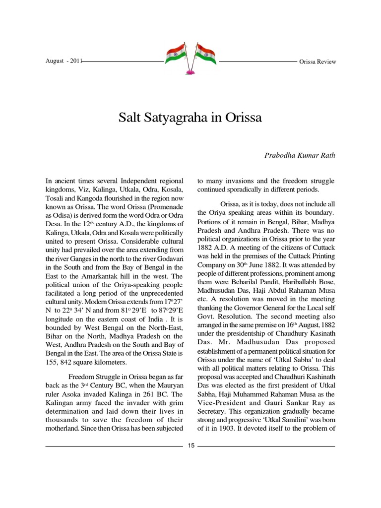 Salt Satyagraha in Orissa | PDF | Mahatma Gandhi | Indian National Congress