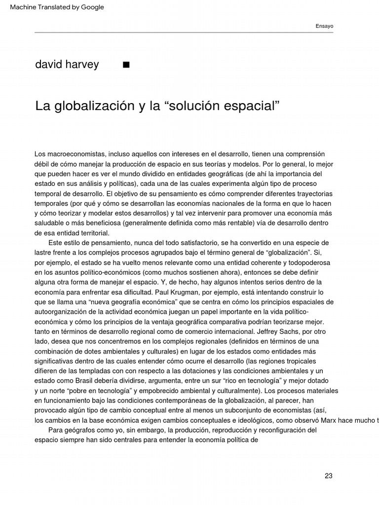 Spatial Fix | PDF | Capital (economía) | Capitalismo