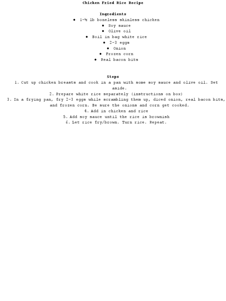 Chicken Fried Rice Recipe Pdf