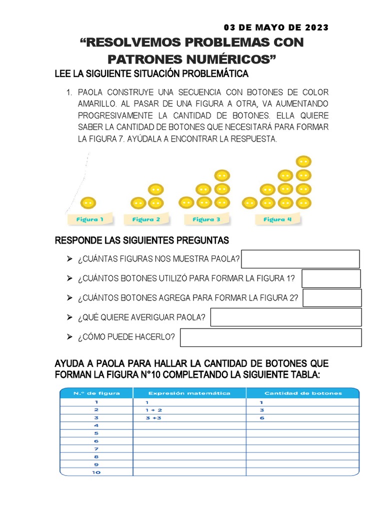 Resolvemos Problemas Con Patrones Numéricos | PDF