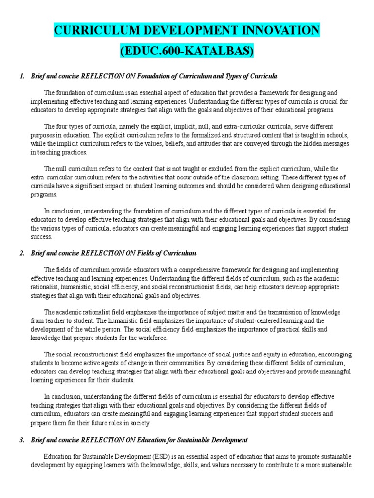 FINALS-REVIEWER-CURRICULUM DEVELOPMENT INNOVATION | PDF | Curriculum | Educational Technology