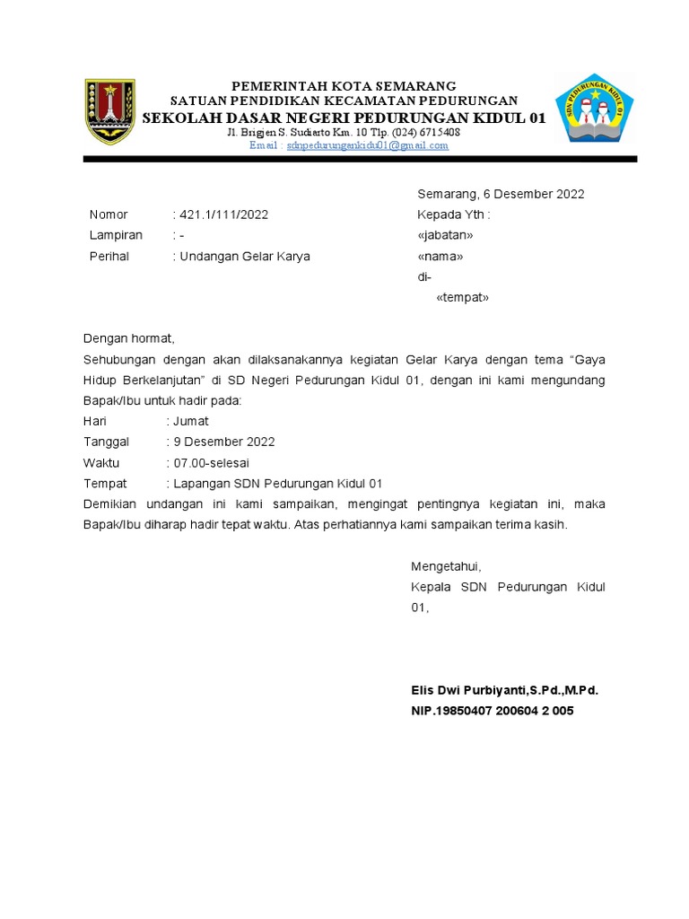 Contoh Undangan Gelar Karya | PDF Contoh Undangan Gelar Karya | PDF