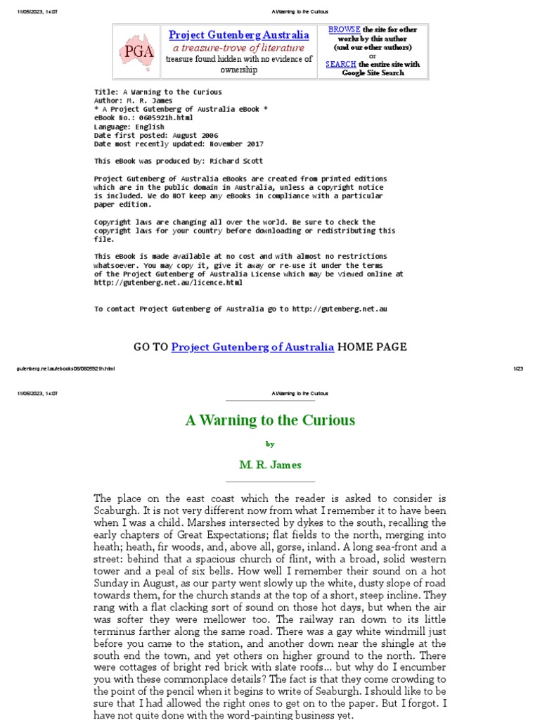 A Warning To The Curious | PDF