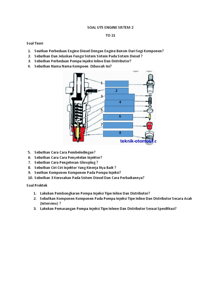 Soal Uas Engine Sistem 2 To 21 | PDF
