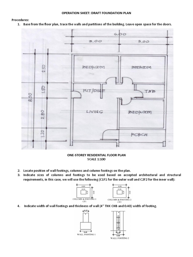 OPERATION SHEET -- DRAFT FOUNDATION PLAN | PDF