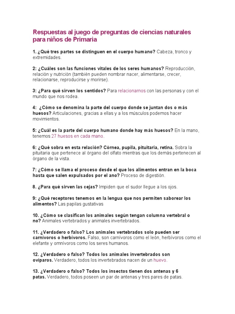 Preguntas de Ciencias para Niños | PDF