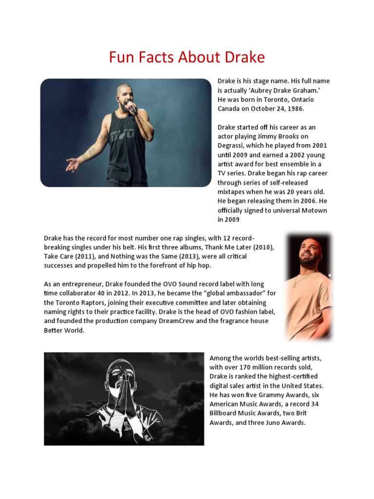 Fun Facts About Drake | PDF | Drake (Musician) | Hip Hop