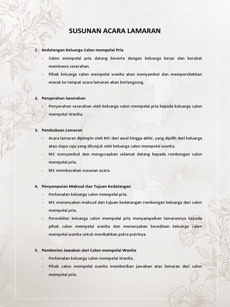 Susunan Acara Lamaran | PDF Susunan Acara Lamaran | PDF