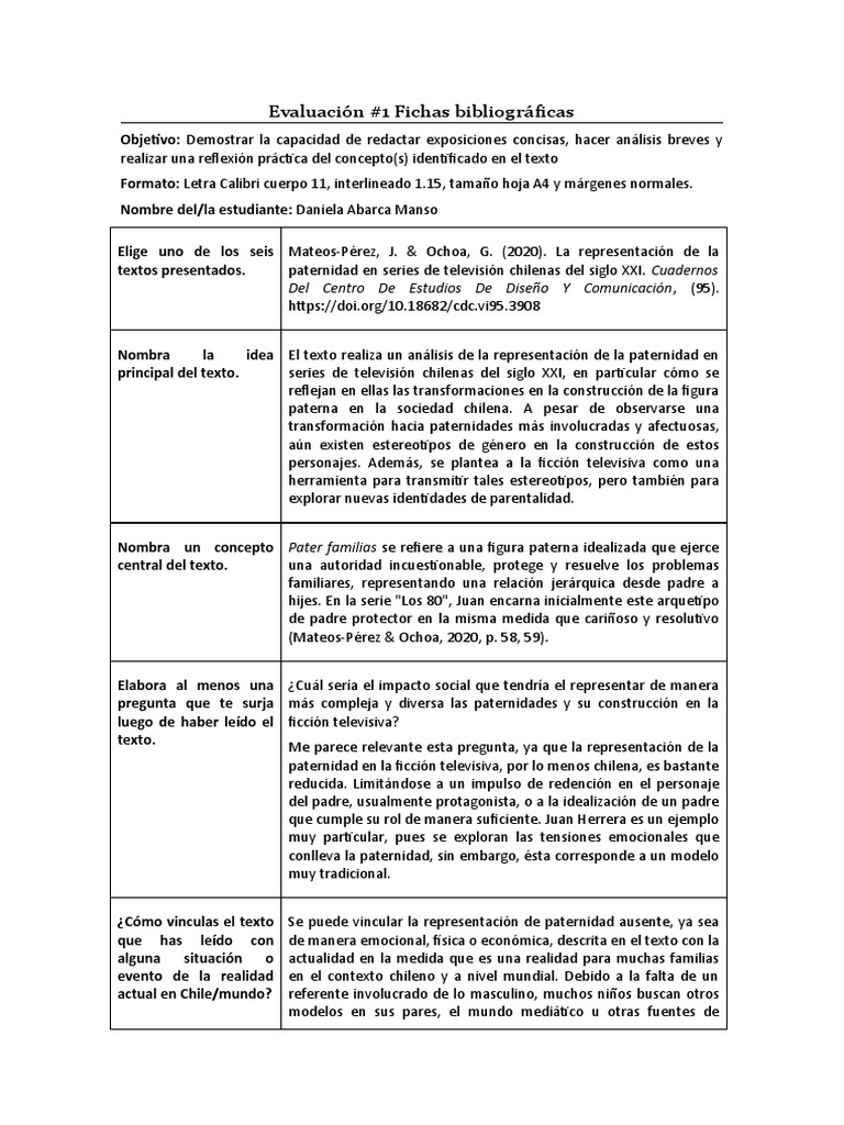 Daniela Abarca - Evaluación 1 CFG Varones Hegemónicos | PDF | Léxico ...