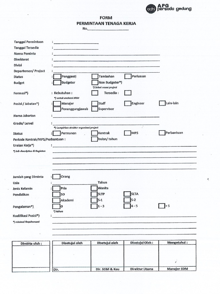 Form Permintaan Tenaga Kerja | PDF
