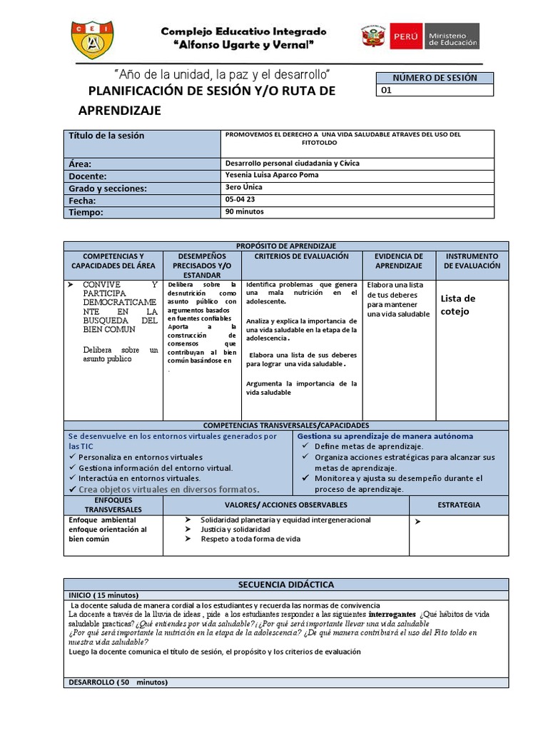 5. SESIÓN DE APRENDIZAJE DPCC 3ERO | PDF | Evaluación | Aprendizaje