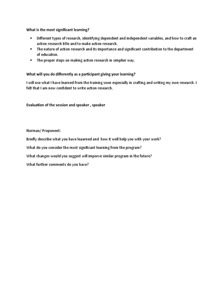 What Is The Most Significant Learning | PDF