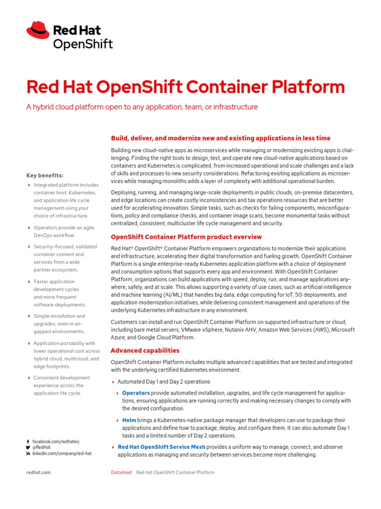 Red Hat OpenShift Container Platform | PDF | Cloud Computing | Red Hat