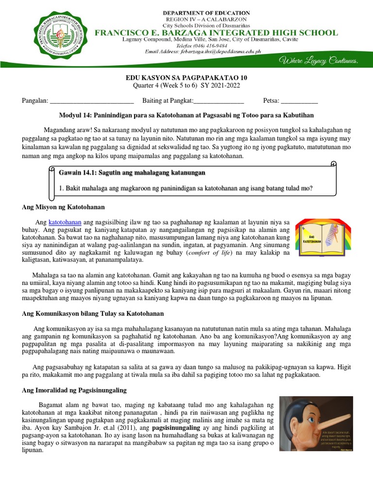 LAS-Q4-weeks-5-6 ESP 10 | PDF