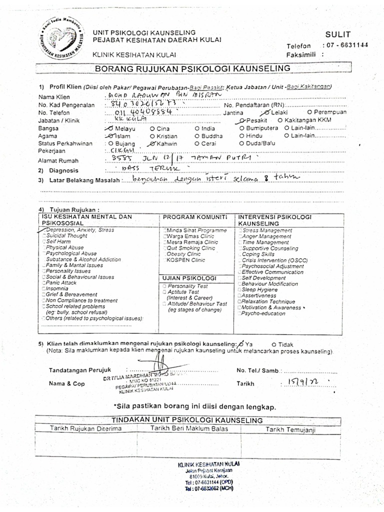 Rujukan Psikologi Kaunseling KKM Dan PPD | PDF