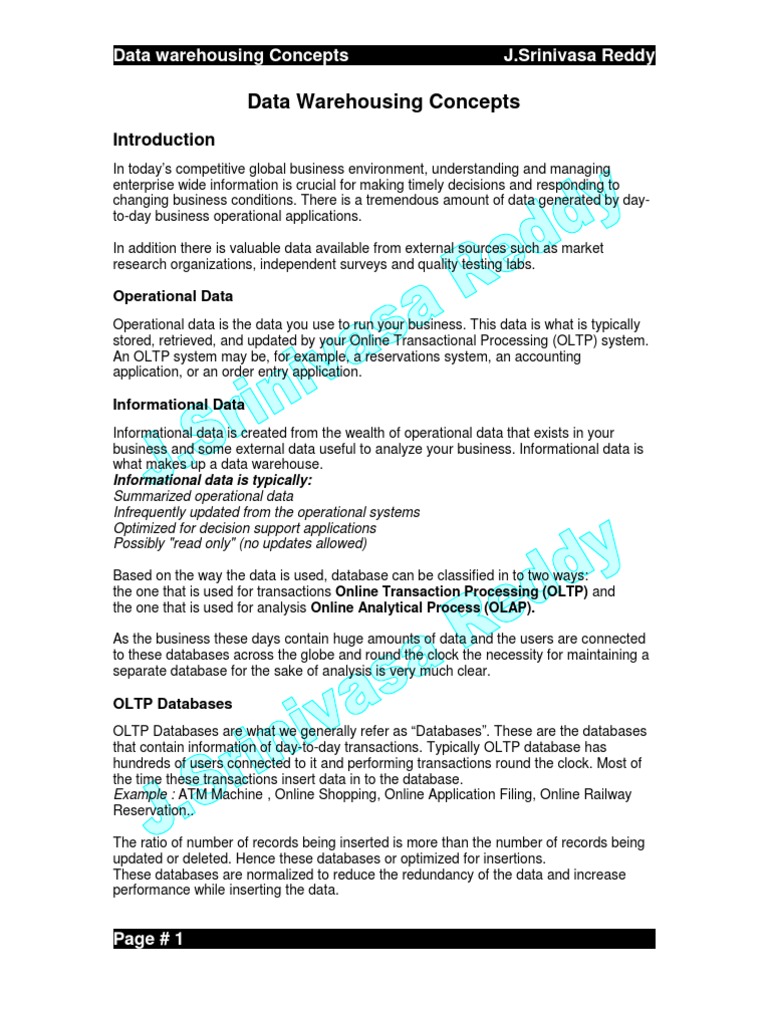 Data Warehousing Concepts JSR | Download Free PDF | Data Warehouse | Databases