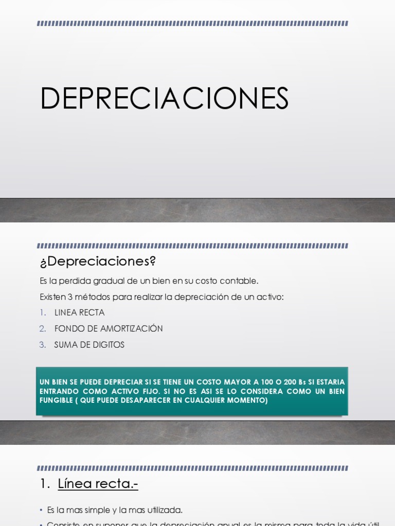 DEPRECIACIONES | PDF | Depreciación | Presupuesto de capital
