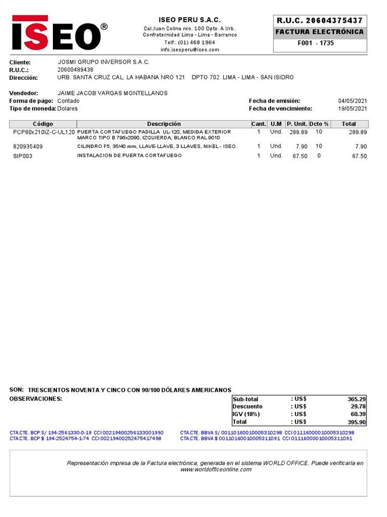 Iseo Peru S.A.C | PDF