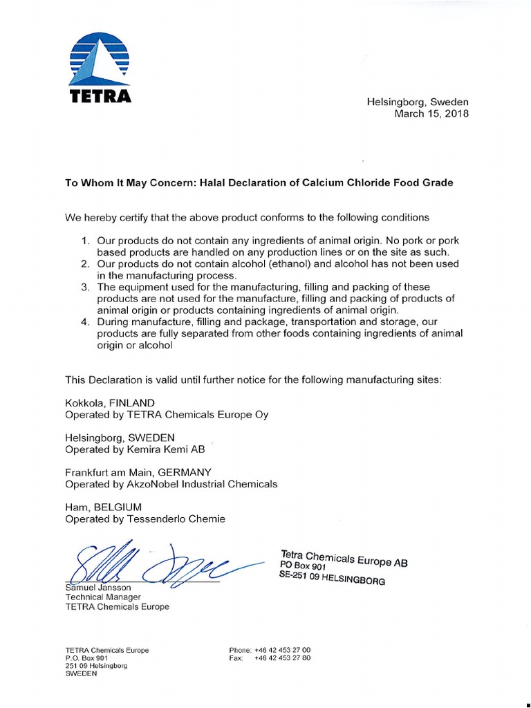 Halal Declaration Update 2018 | PDF