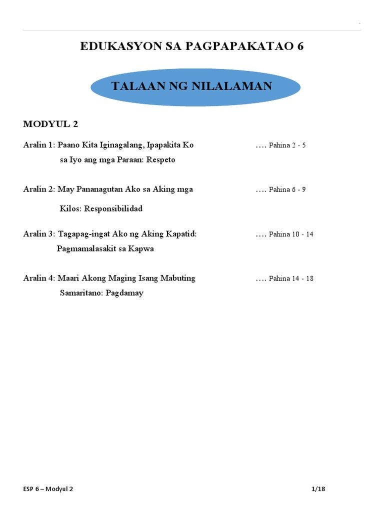Esp 6 Modyul 2 Pdf