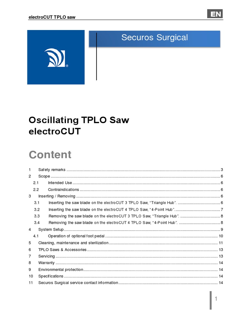 Securos Surgical Saw Tplo | PDF | Hertz | Transmitter
