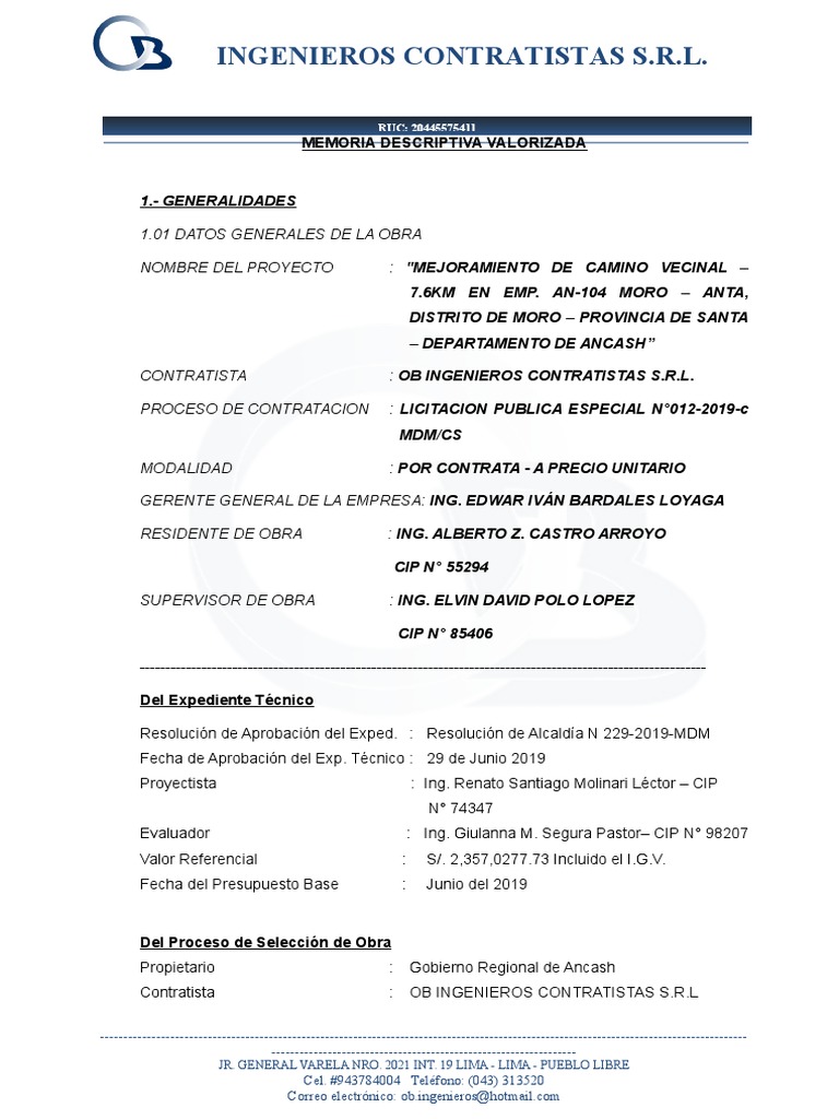 Memoria Valorizada | PDF | edificio | Materiales