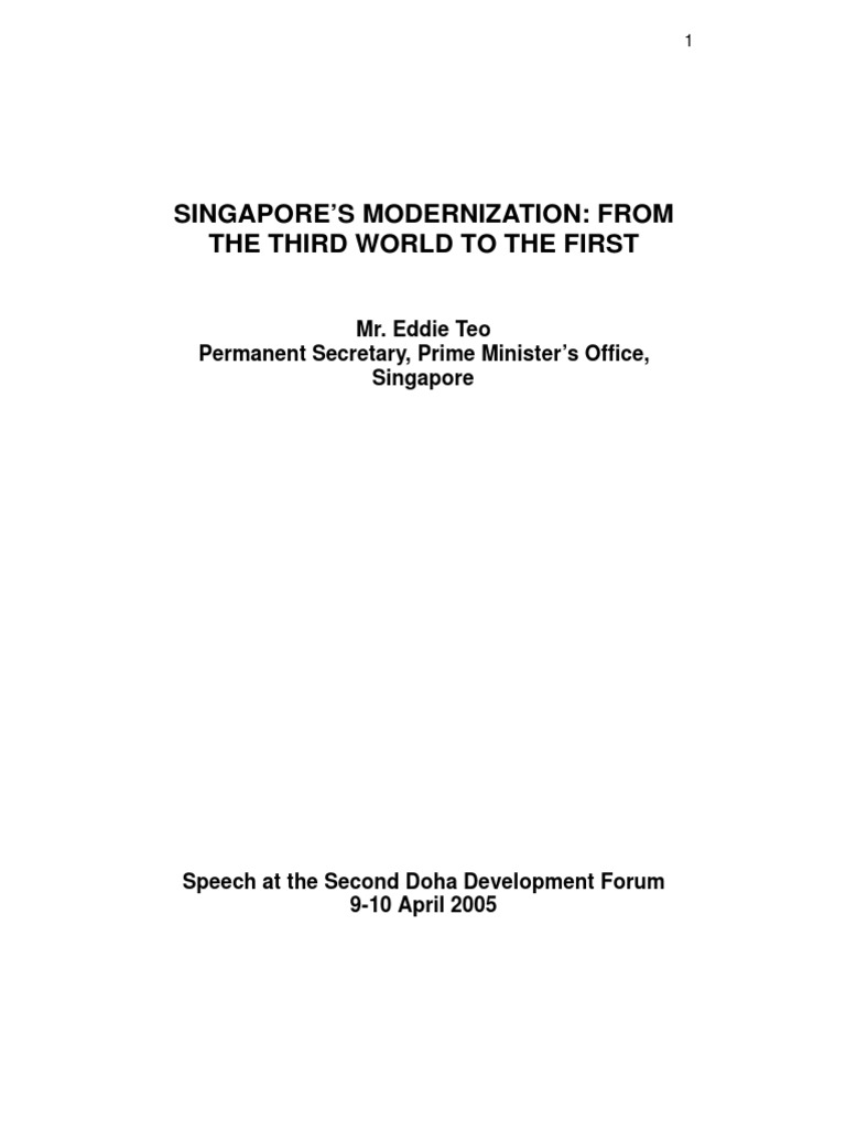 Singapore'S Modernization: From The Third World To The First | PDF ...