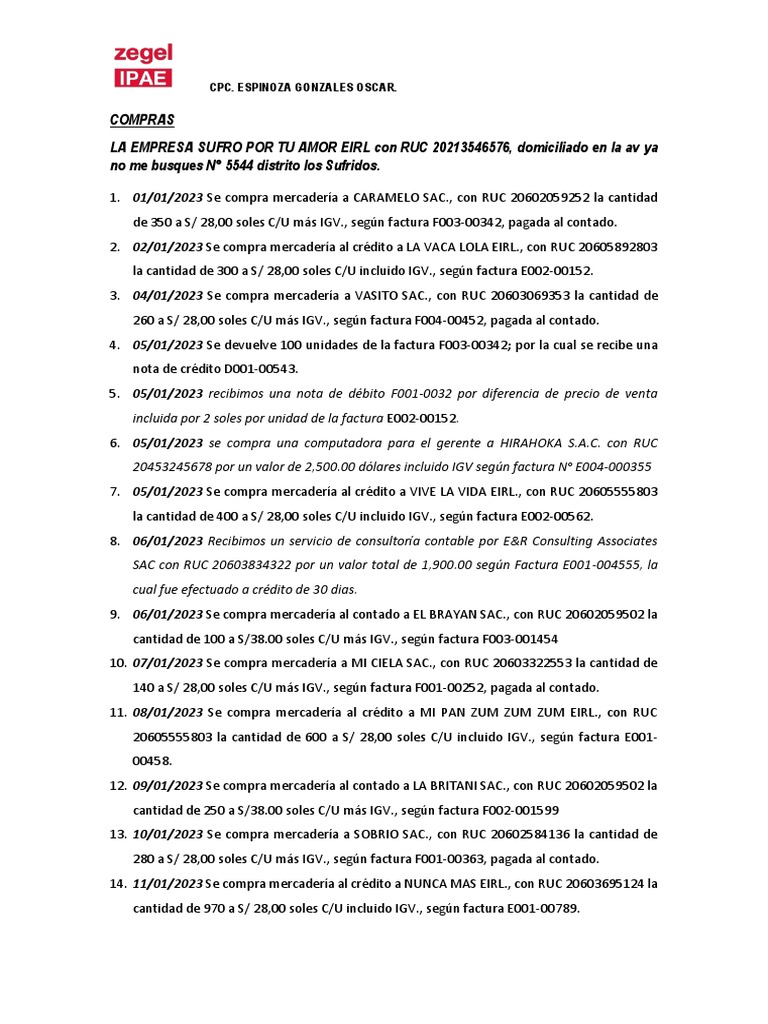 Semana 02 - Caso Registro de Compras | PDF