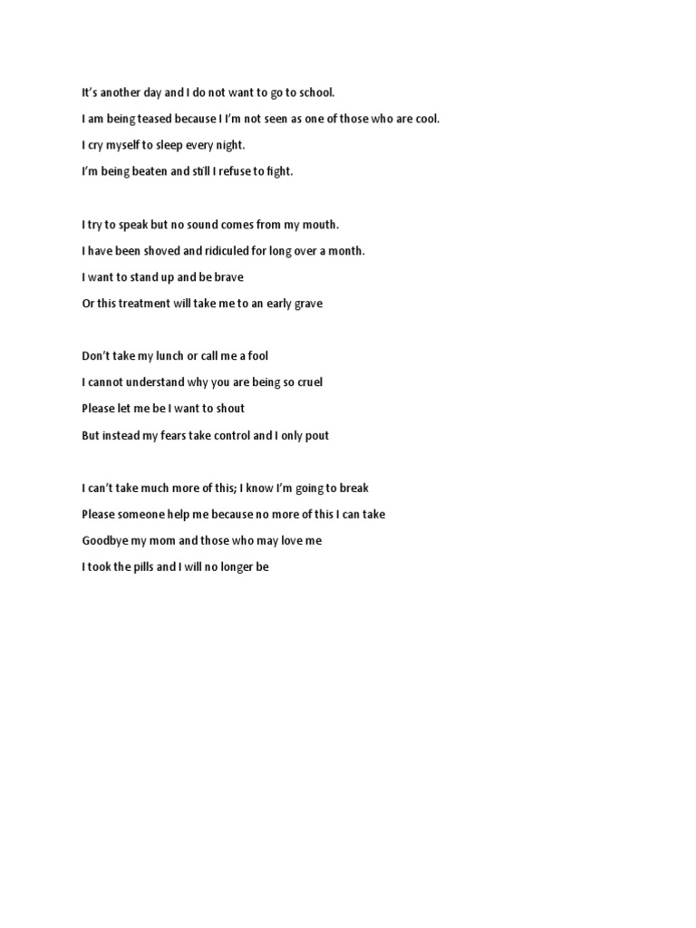 Bullying Poem | PDF