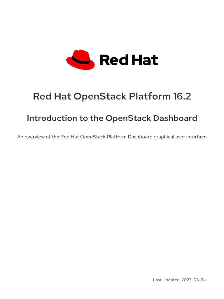 Red Hat Openstack Platform-16.2-Introduction To The Openstack Dashboard-En-Us | PDF