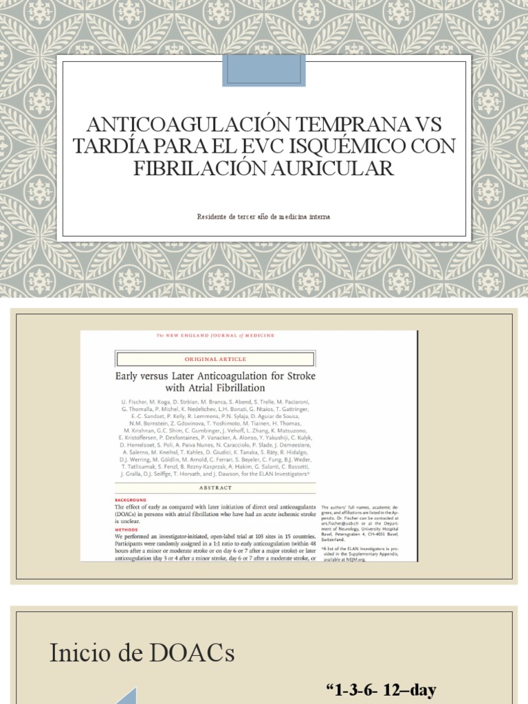 Early Versus Later Anticoagulation For Stroke With Atrial Fibillation