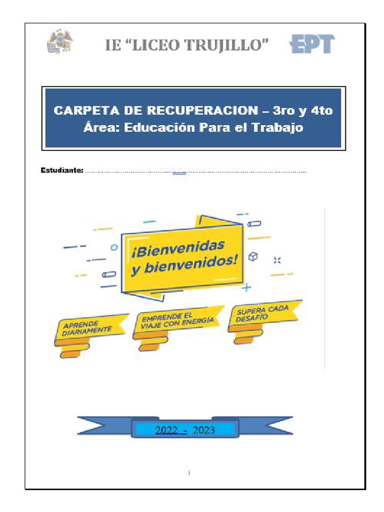Carpeta de Recuperación... EPT - 2022-2023 | PDF