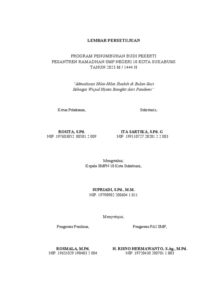 Program Pesantren Ramadhan 2023 | PDF