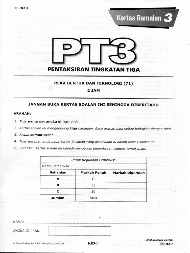 Kertas Ramalan 3 PT3 RBT001 | PDF
