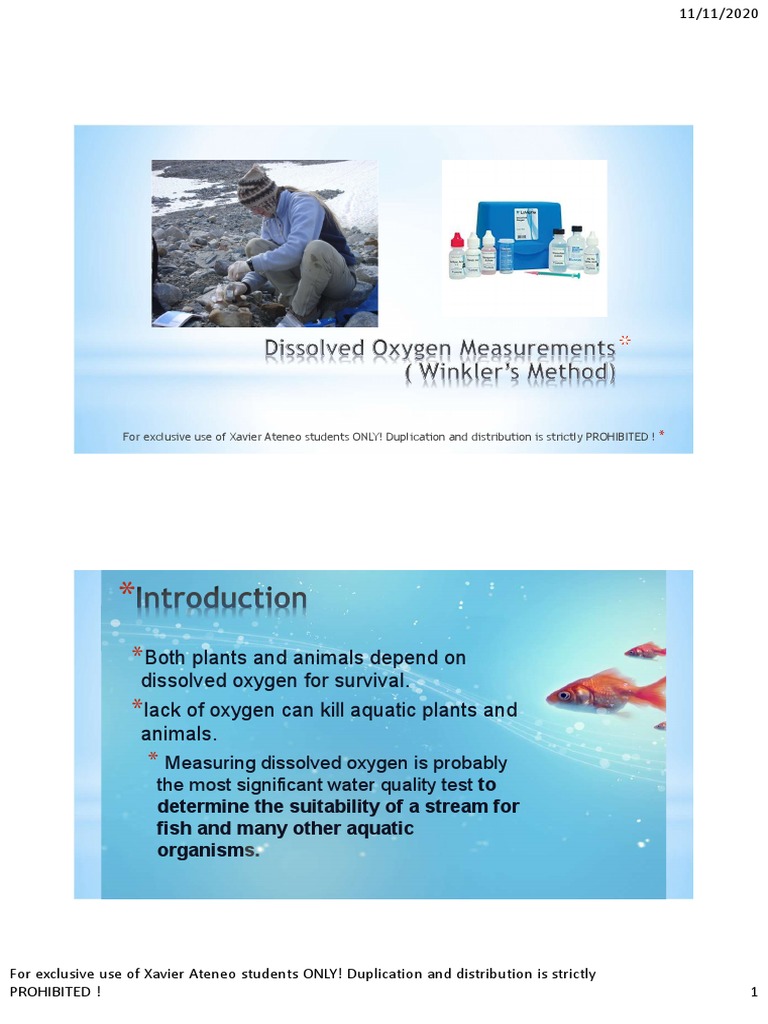 Chem 86L Expt 7 Dissolved Oxygen by Winkler method | PDF | Titration ...