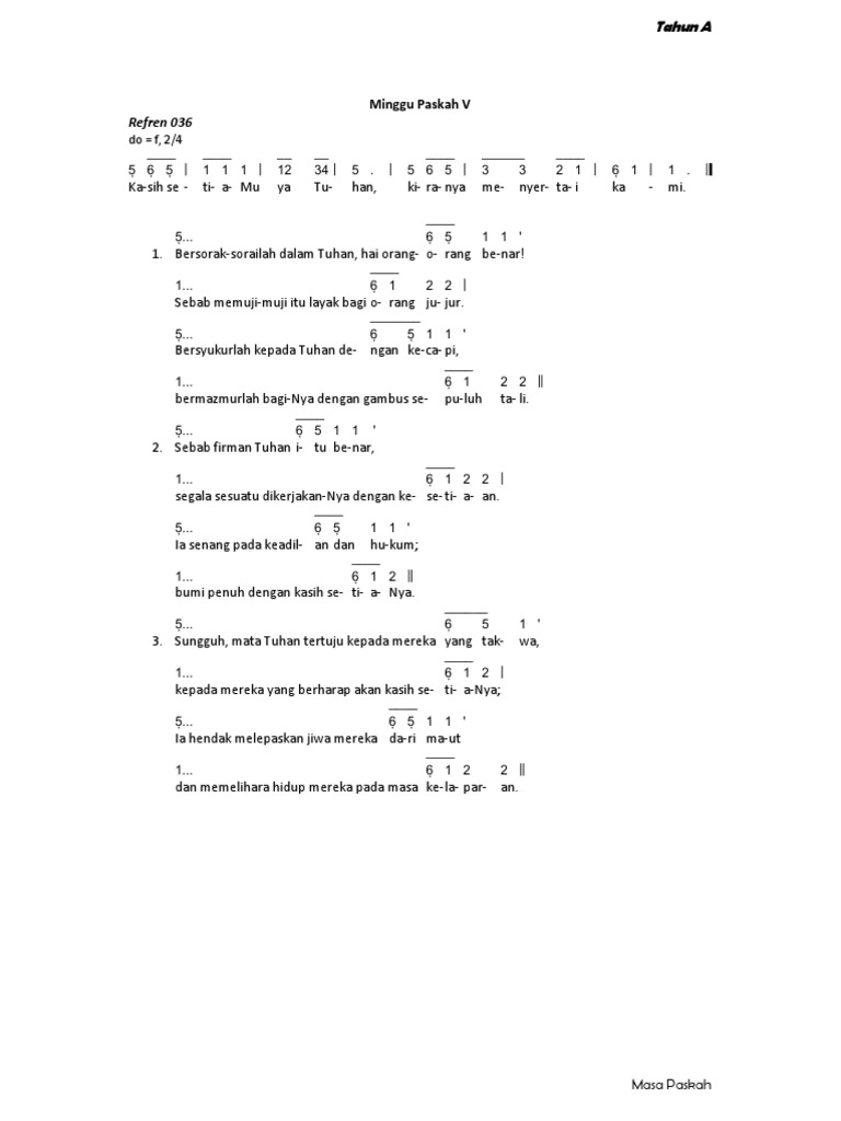 Refren Paskah V: Kasih Setia Tuhan | PDF