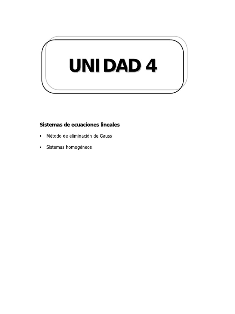 Unidad 4 - Sistemas de Ecuaciones | PDF Unidad 4 - Sistemas de Ecuaciones | PDF