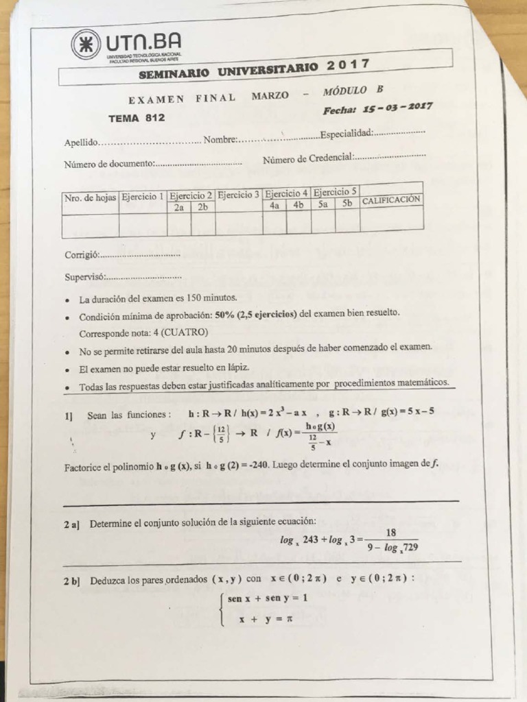 Examenes Finales - T812 y T1 UTN para Practicar | PDF