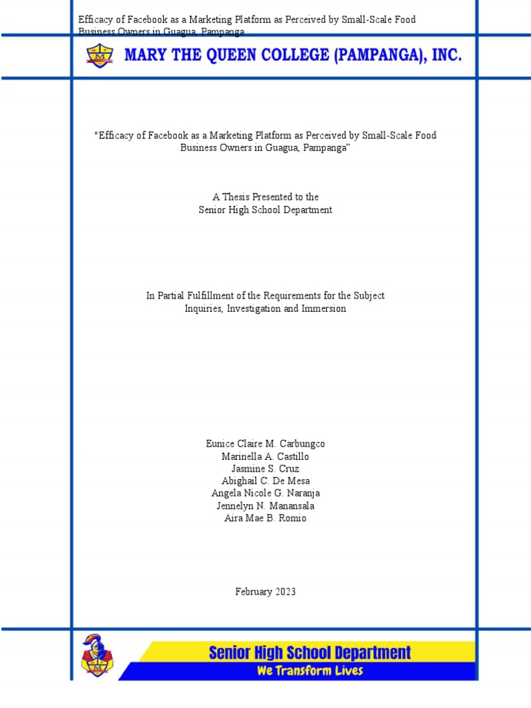Thesis-Manuscript_GROUP6-1 | PDF | Marketing | Survey Methodology