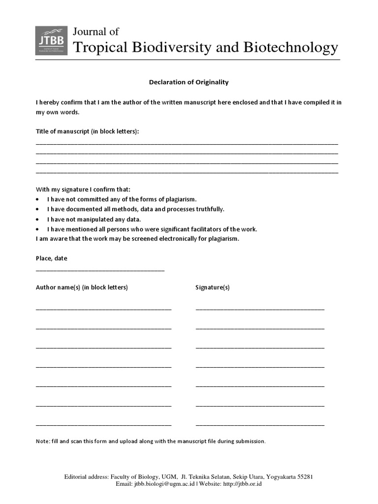 Declaration of Originality | PDF