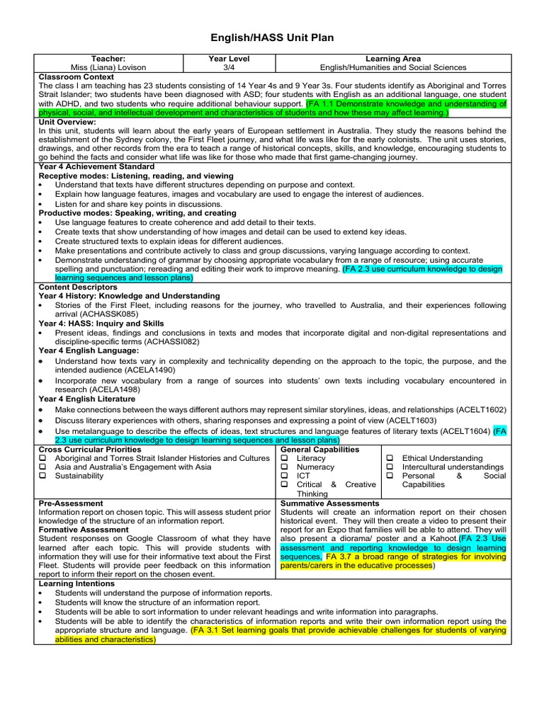 Tpa 3 English Unit Plan | PDF | Educational Assessment | Learning