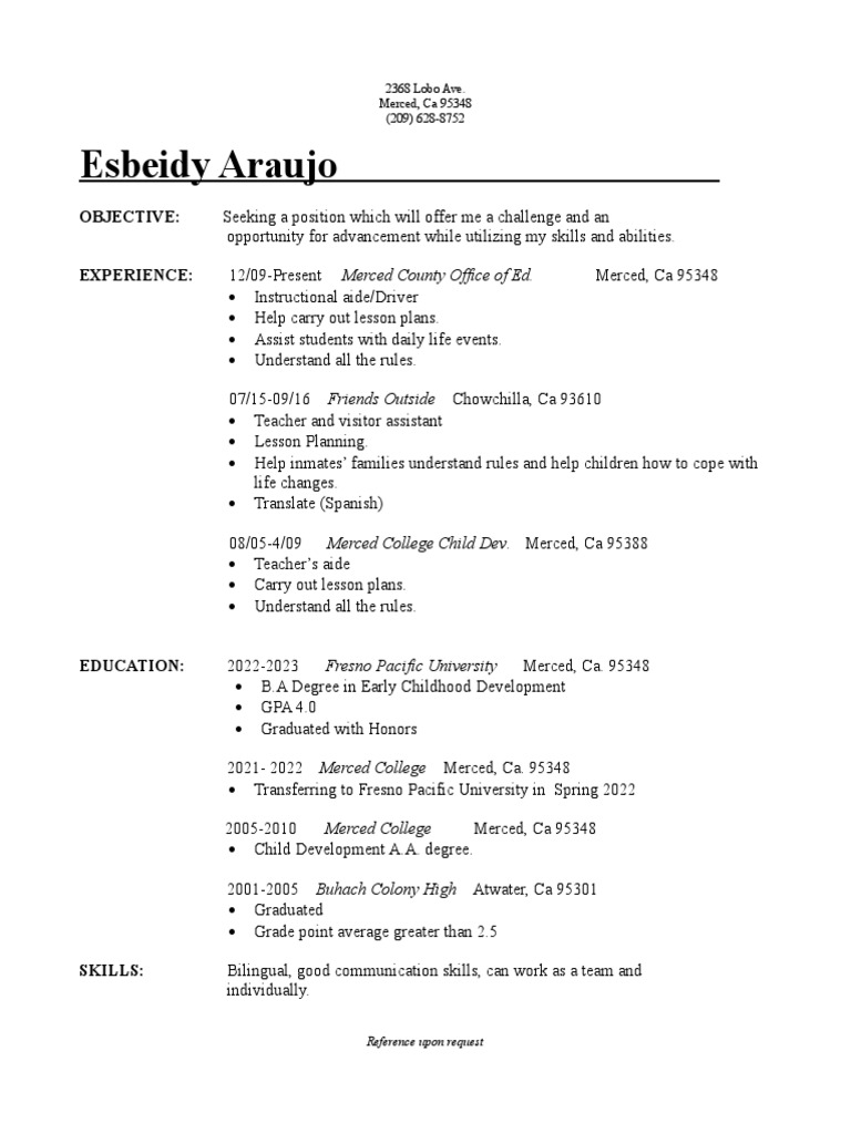 Resume Esbeidy Updated 2023 | PDF