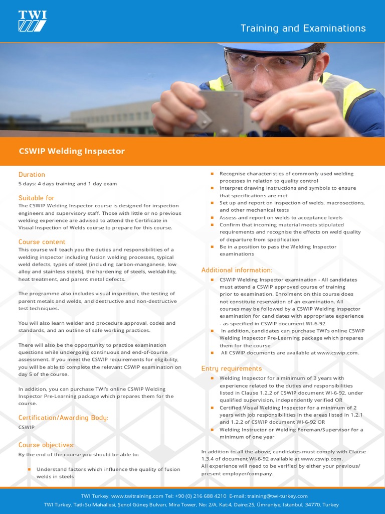 Course Flyer Template-CSWIP Welding Inspection Turkey | PDF