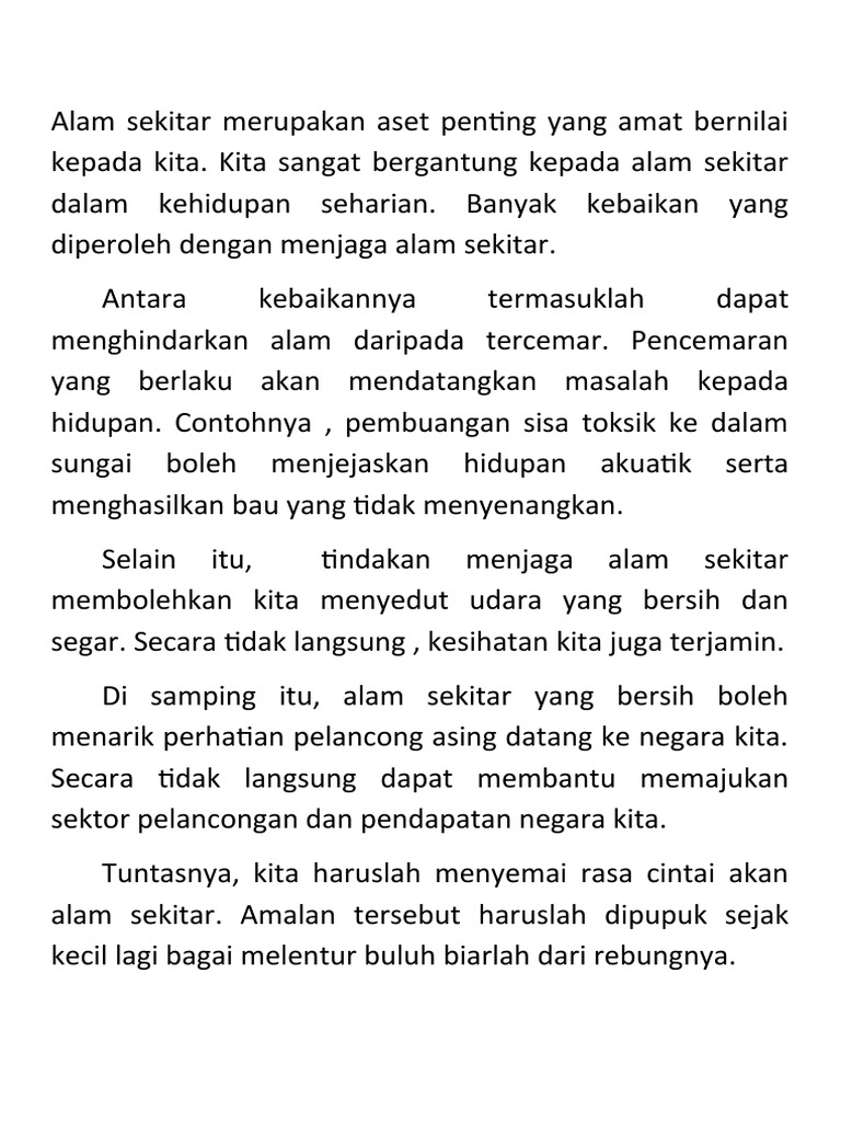 Alam Sekitar Merupakan Aset Penting Yang Amat Bernilai Kepada Kita | PDF