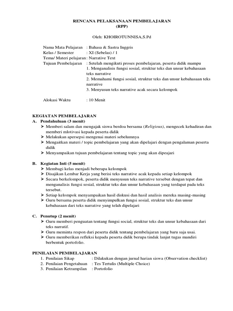 RPP Narrative Text | PDF