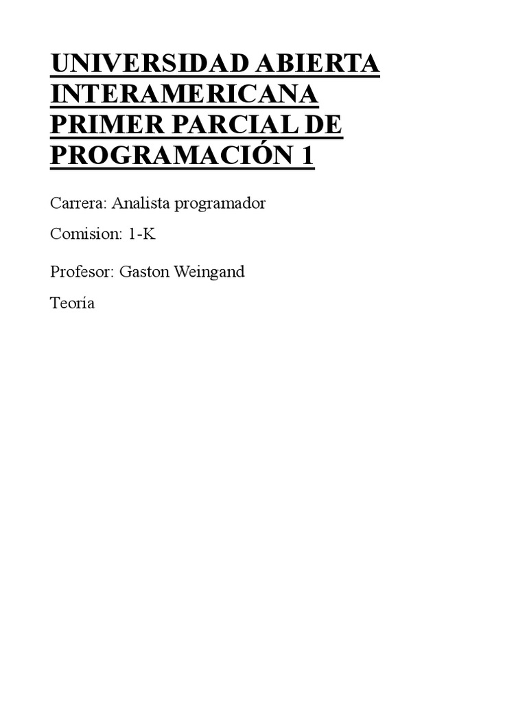 Parcial Programacion 1 - UAI C# TEORIA | PDF | Objeto (informática) | Datos de computadora