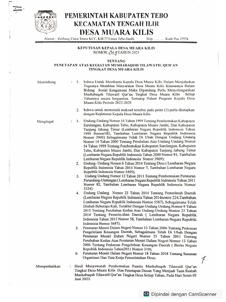 Contoh SK MTQ | PDF