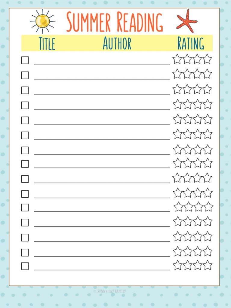 Summer Reading Log | PDF