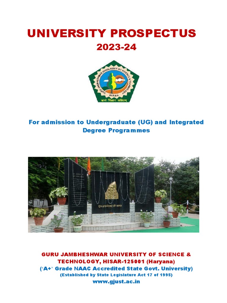 GJU Hisar UG Admission Prospectus 2023-24 | PDF | Bachelor's Degree ...